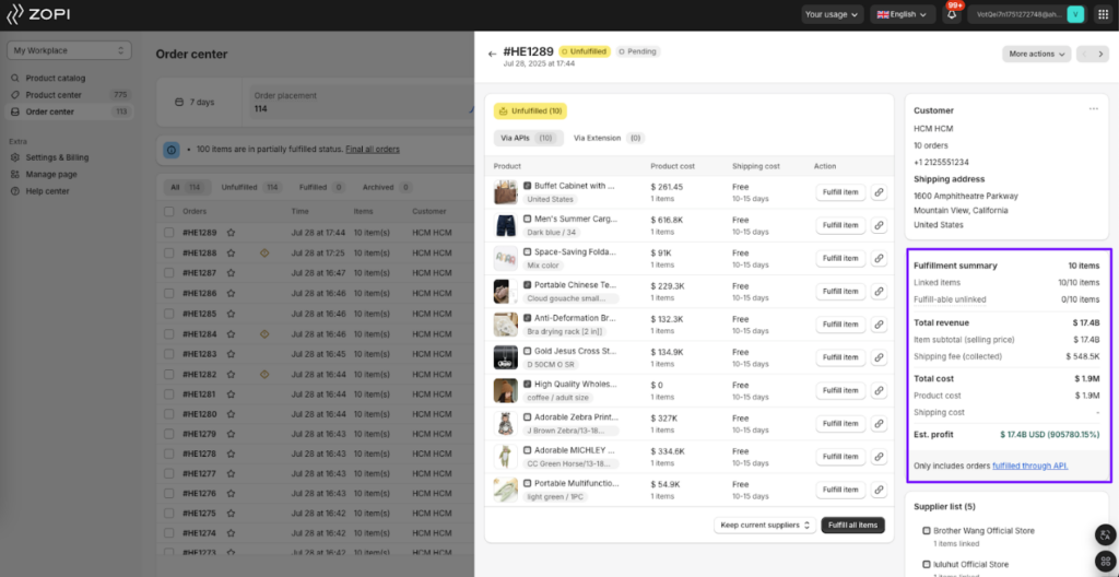 Understanding the Fulfillment Summary in Zopi - Zopi Help Desk